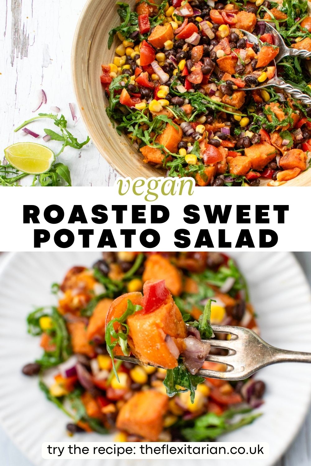 Roasted Sweet Potato Salad with Black Beans & Lime Dressing