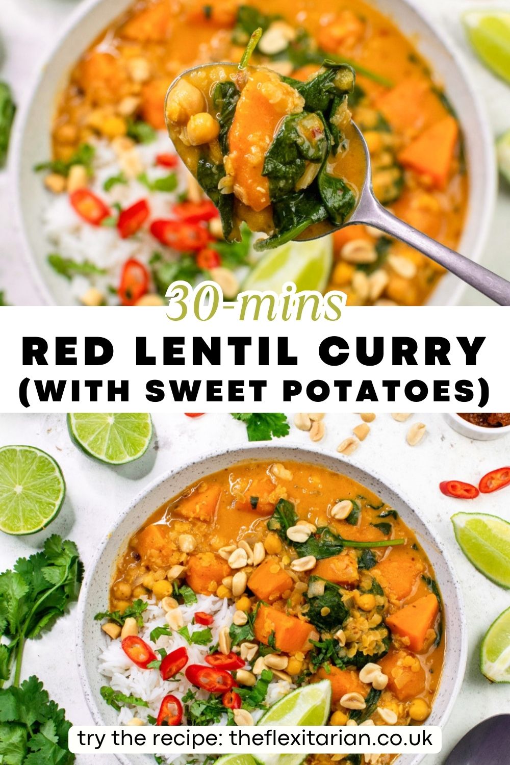 30-min Vegan Red Lentil Curry Recipe with Sweet Potatoes